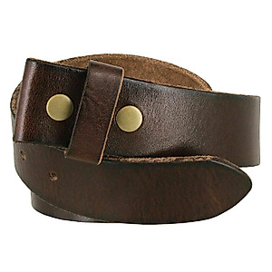100% One-Piece Full Grain Leather Belt Strap with No Slot Hole 1-1/2"(38mm) Wide (Brown, 34)
