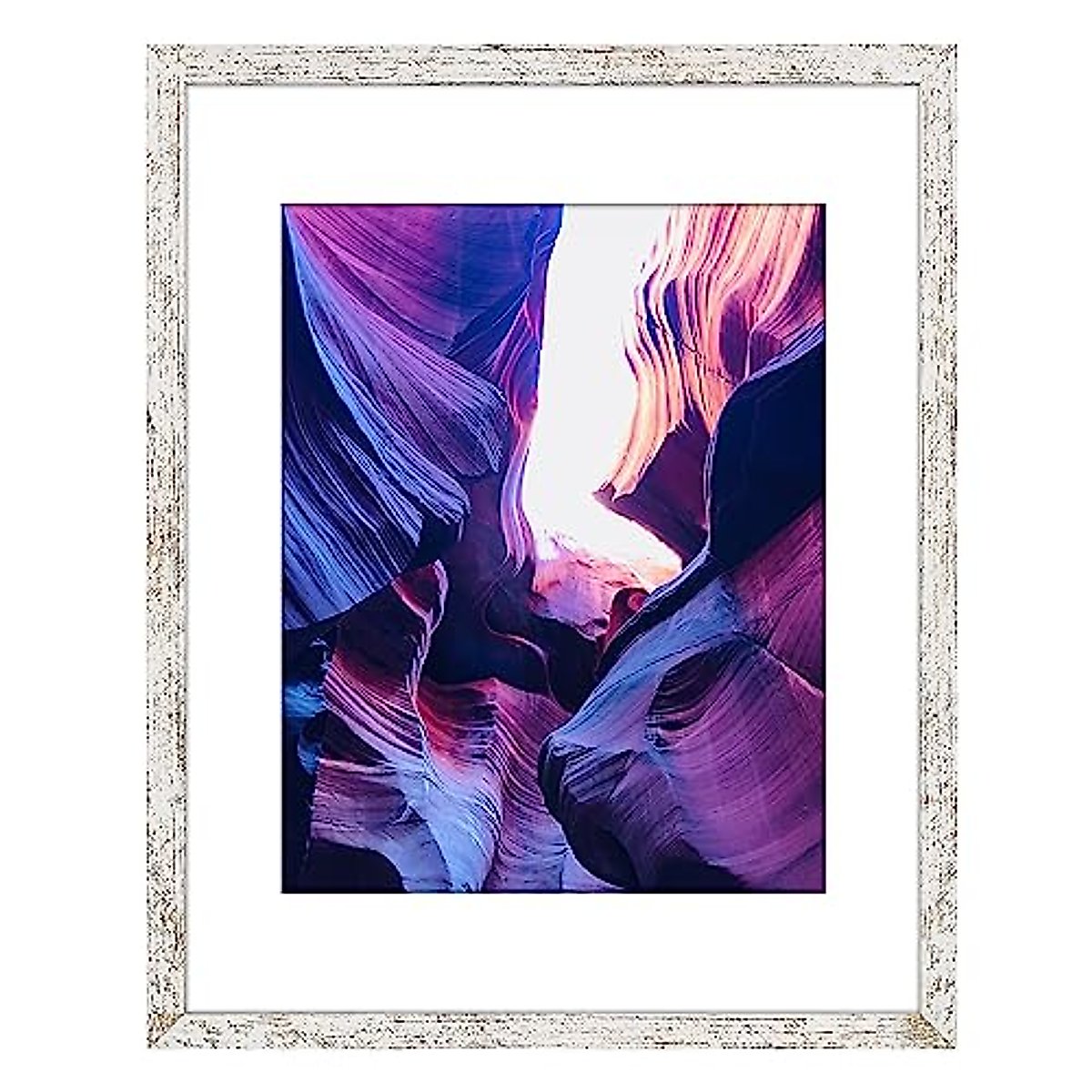 TWING Rustic Picture Frames 11x14 Set of 3, Distressed White Large Gallery Wall Frame Set Display Photos 8 x 10 with Mat or 11 x 14 without Mat Wall Mounting Display Composite Wood