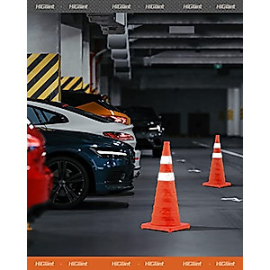 HiGiant [4 Pack] Collapsible Traffic Safety Cones 28'' inch, Orange Pop-up Cones with Reflective Collar, Caution Cones for Road Driving Practice and Parking lot