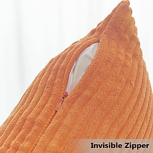 Home Brilliant Super Soft Striped Pillow Cover Decorative Throw Pillow Cover 20x20 Square Plush Pillow Case for Patio Porch Garden Chair, 20 x 20 inch (50cm), Orange