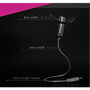 USB LED Clock Fan 90mm USB-Powered Portable Mobile USB Fan with Clock, LED Light Display Time, Mini Gooseneck Fan for Laptop Office Home Travel (2 PACK)