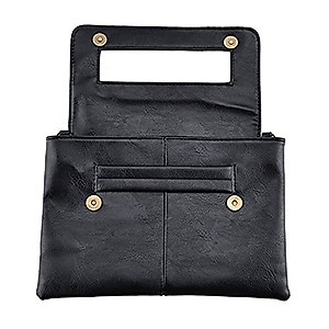 Yatemiole Womens Leather Envelope Clutch Handbag with Shoulder Strap (Black)