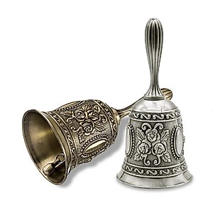 Hand Bell, Uspacific Metal Held Dinner Bell Brass Jingle Call Bell for School Church Adults Classroom Wedding Decorative (2pattern)