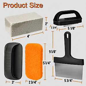 Griddle Cleaning Kit for Blackstone, 26 Pieces Flat Top Grill Accessories Cleaner Tool Set - 1 Scraper, 3 Cleaning Brick, 20 Scouring Pads, and 2 Handles, Easy Cleaning on Hot or Cold Surfaces