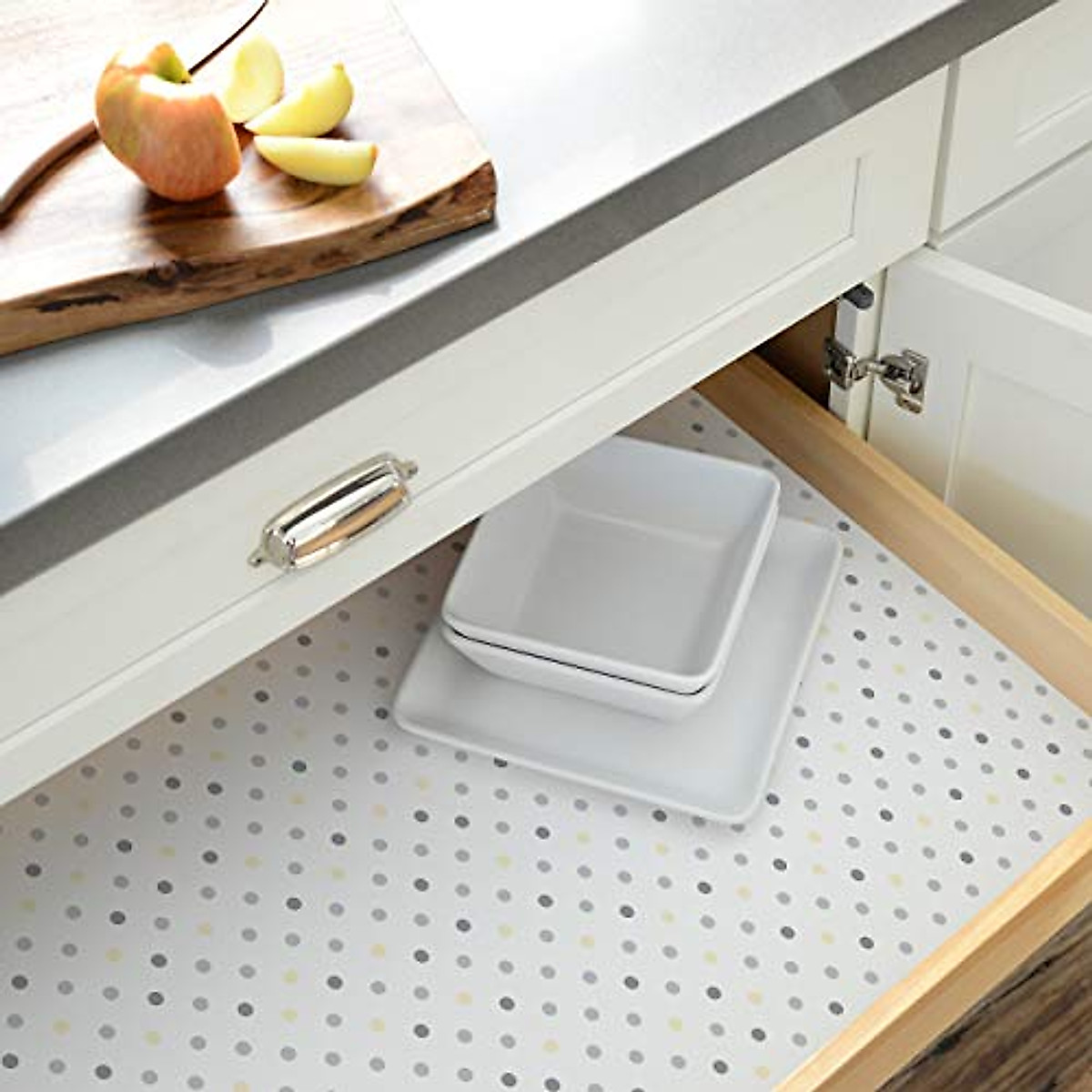 Con-Tact Brand Grip Prints Durable Non-Adhesive Anti-Slip Shelf and Drawer Liner, 18'' x 4', Dottie Grey