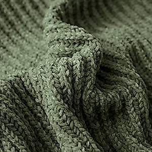 Aormenzy Sage Green Chenille Throw Blanket for Couch, Sage Knit Blanket Soft & Cozy Decorative Throw Blanket for Sofa Bed Chair