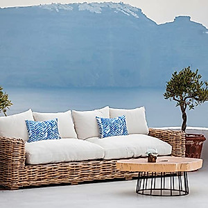 LVTXIII Outdoor/Indoor Lumbar Pillow Covers ONLY, 12” x 20” Fade-Resistant Patio Lumbar Cushion Cases Decorative Throw Pillowcase Shell for Couch Patio Garden Furniture Use - Blue Bricks