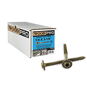 WoodPro Fasteners ST14X318B 1/4-Inch by 3-1/8-Inch Length Round Washer Head Exterior Wood Screws, 250-Pack