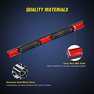 Nilight TL-11 1PC Red 9 LED ID Bar Marker Tail Black Stainless Steel Bracket for Truck Trailer Boat Identification Light, 2 Years Warranty