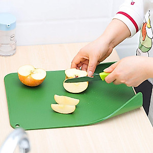 XIZEN Kitchen Cutting Board (3-Piece Set)-PP material Easy to wash BPA-free,The bottom curling design makes food not easy to spill,Texture cut surface，Rubber bottom non-slip., Multicolor, YZ0003