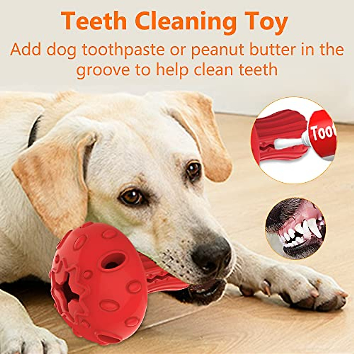 SCHITEC Dog Chew Toy for Large & Medium Dogs, Rubber Treat Dispensing Toy for Aggressive Chewers, Interactive Slow Feeder Tough Puzzle Toys Teeth Cleaning