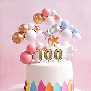 Gold 100th Birthday Candles, Number 100 Candles for Cakes, Happy 100 Days or Years Cake Topper Numeral Candle for Birthday Anniversary Celebration Decoration Party Supplies