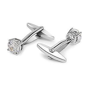 Mr.Van Swarovski White Crystal Cufflinks Glimmering Diamond Color Cuff Links Set for Wedding Party