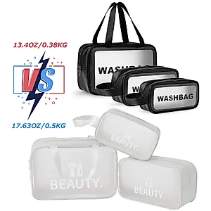 DBPBToU Makeup Bag Set, 3 Pieces Travel Toiletry Bags with Large Capacity, Clear & Waterproof Cosmetic Bags for Women (beige)