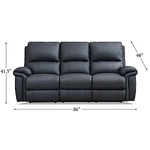 Hydeline Monica Top Grain Leather Power Zero Gravity Reclining Sofa Couch, 86", Midnight Gray, Memory Foam, Pocket Coils and Control Panel