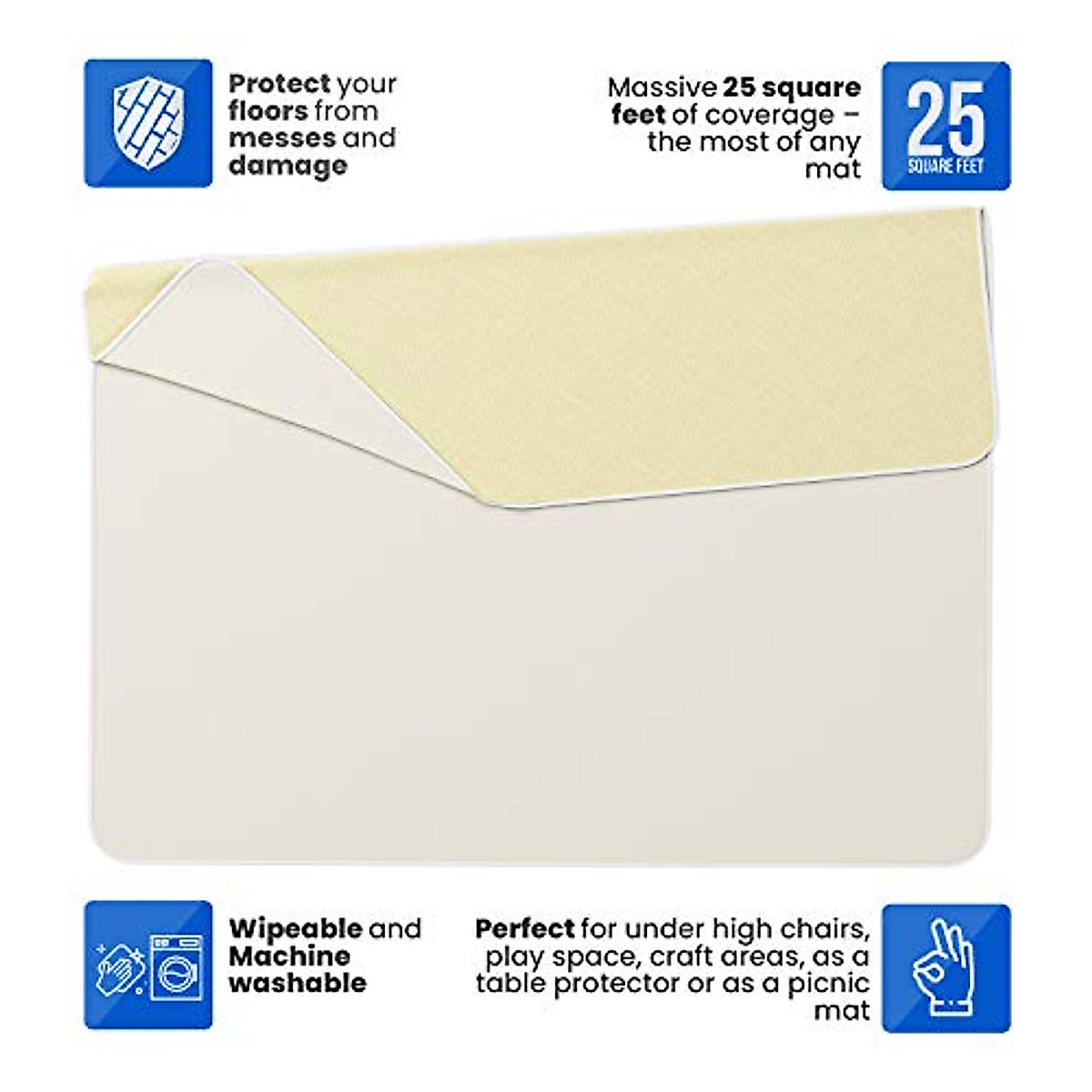 Super Jumbo Splat Mat – 60” x 60” Extra Large Waterproof and Washable Protective Mess Mat for Floors and Tables During Arts Crafts Painting Playtime and Mess Play (Grey, Jumbo- 5ft x 5ft (60" x 60"))