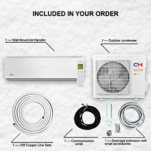 Cooper & Hunter Hyper Heat 9,000 BTU, 25 SEER Ductless Mini-Split Air Conditioners -22F Heat Pump with 16FT Copper Line Set and Communication Wires