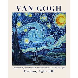 Sylvana Workshop - Van Gogh Posters and Prints Wall Art, UNFRAMED(Set of 6 Wall Decor), Fine Art Posters Prints, The Starry Night, Art Prints, Famous Posters, Famous Prints, Van Gogh Decorations… (8"x10")