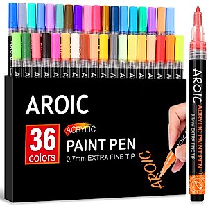 AROIC 36 Pack Acrylic Paint Pens——Writing on Any Material, Rock, Ceramics, Glass, Wood and More, Used for DIY Craft.