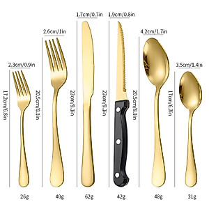 TENWEL 24-Piece Stainless Steel Flatware Set for 4, Stainless Steel Flatware Cutlery Set with Steak Knives, Kitchen Utensil Tableware Set, Includes Spoons Forks Knives for Home Hotel