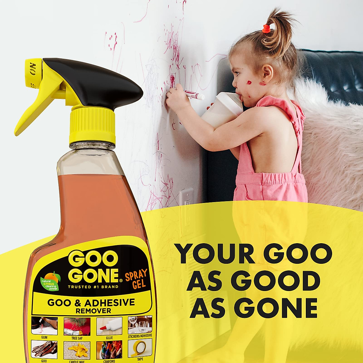 Goo Gone Adhesive Remover Spray Gel - 2 Pack and Sticker Lifter - Removes Chewing Gum Grease Tar Stickers Labels Tape Residue Oil Blood Lipstick Mascara