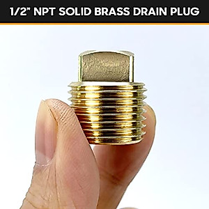 Boat Plugs 1/2 Inch Npt Solid Brass Boat Drain Plug, 2 Pack Garboard Drain Plug Boat Drain Plug Fits Most Boat Hulls (1/2 Inch NPT)