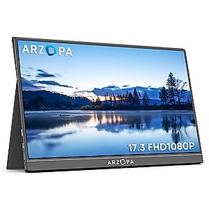 ARZOPA Portable Monitor 17.3 Inch, 1080P FHD HDR IPS Laptop Computer Monitor HDMI USB C External Screen with Dual Speakers for PC Mac Phone Xbox Switch PS5 -A1 MAX