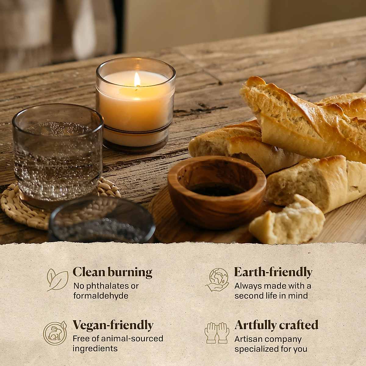 Paddywax Candles Al Fresco Collection, Naturally Scented Candle, 7 Ounces, Cotton + Teak, Beige