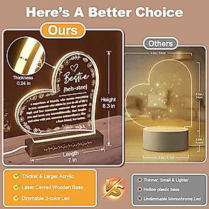 Weming Bestie Gifts for Women, Decorative Night Light Gifts, Sister Gifts, Bestie Birthday Gifts for Friends Coworker Workmates, Best Friendship Gifts for Christmas Thanksgiving Valentines Day,NL14