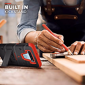 ZIZO Bolt Series for LG K51 / LG Reflect Case with Screen Protector Kickstand Holster Lanyard - Black & Red