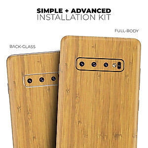 DesignSkinz Real Light Bamboo Wood Protective Vinyl Decal Wrap Skin Cover Compatible with The Samsung Galaxy S20 (Screen Trim & Back Glass Skin)