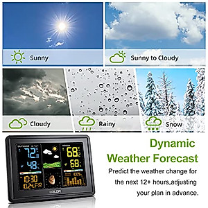 BALDR Weather Station Indoor Outdoor Thermometer Digital Color LCD Moon Phase Barometric Pressure Temperature Humidity Monitor