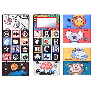 JOLIE VALLÉE TOYS & HOME Baby Mirror Toy Infant Soft Book High Contrast Babies Toy Touch and Feel Crinkle Book for 0-6months Toddler Toys (Colorful Soft Toy for Baby Girl&boy)