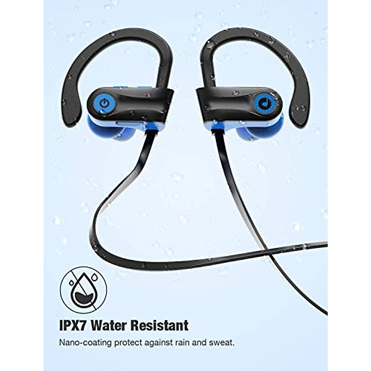 Otium Bluetooth Headphones, Wireless Sports Earbuds, Waterproof IPX7 w/Mic, HD Stereo in-Ear Earphones, Case, Fast Pairing, Gym Running Workout, 16 Hrs Battery Noise Cancelling Headsets