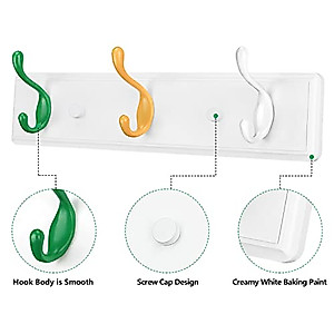 Wall Mount Coat Rack, Kids Mounted Organizer for Closet, Bathroom, Bedroom, Entryway, Hallway, Foyer, Heavy Duty Double Hooks Hanging Towels, Hats, Bags, Backpacks, Jackets, Keys (Mix3, 3 Hooks)