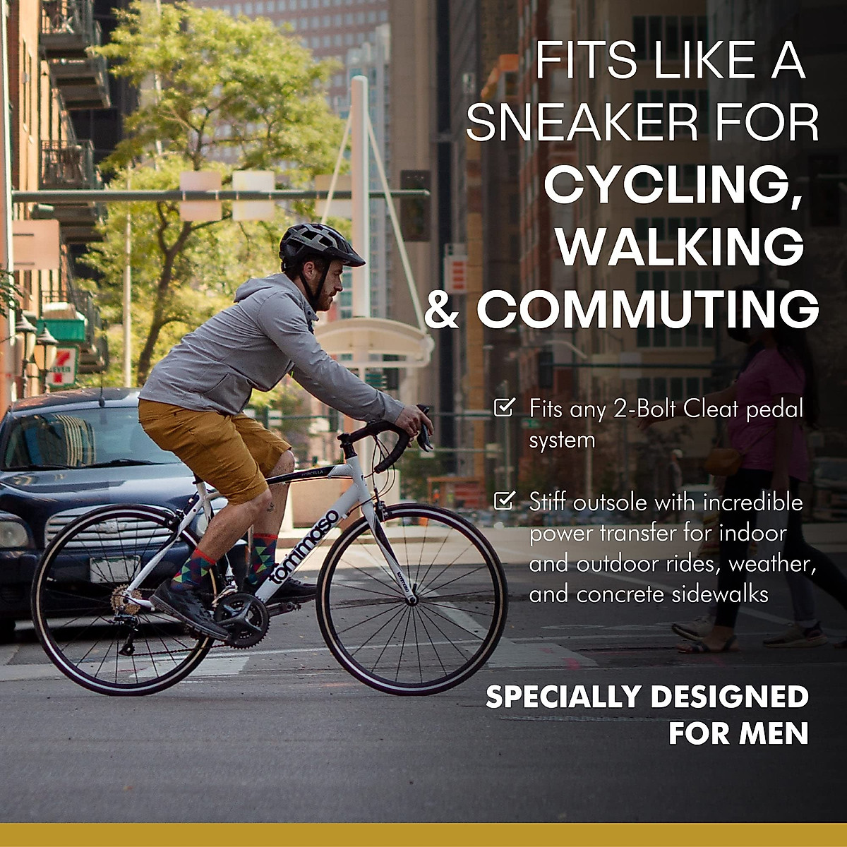 Tommaso Milano Men's Indoor Cycling Shoes Biking Urban Cycling Shoe Apparel Vegan Cycle Shoes Men Compatible with SPD Cleats SPD Cycling Shoes Mens Shoes SPD Shoes SPD Clips Shoes Bike - Black 45