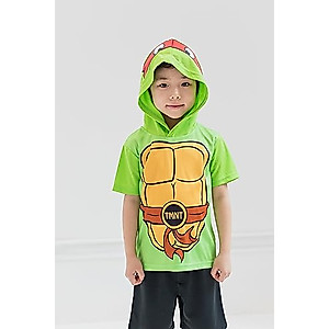 Teenage Mutant Ninja Turtles Raphael Little Boys Athletic Graphic T-Shirt Mesh Shorts Black/Green 7-8