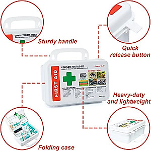 General Medi 120 Pieces Hardcase First Aid Kit - First Aid Box Includes Instant Cold Pack, Emergency Blanket for Travel, Home, Office, Vehicle, Camping, Workplace & Outdoor