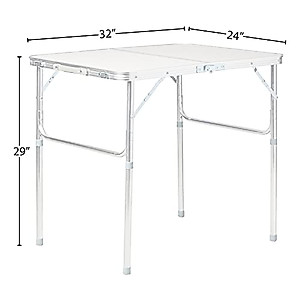 Trademark Innovations Lightweight Adjustable Portable Folding Aluminum Camp Table with Carry Handle