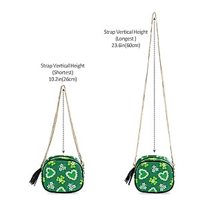 Crossbody Bag for Women St Patrick's Day Shamrock Flower Shoulder Bag with Chain Strap and Tassel