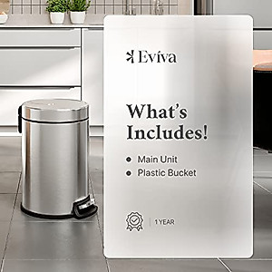 Eviva Totti 1.3 Gallon Stainless Steel Matte Finish Round Trash Can with Soft Closing Lid