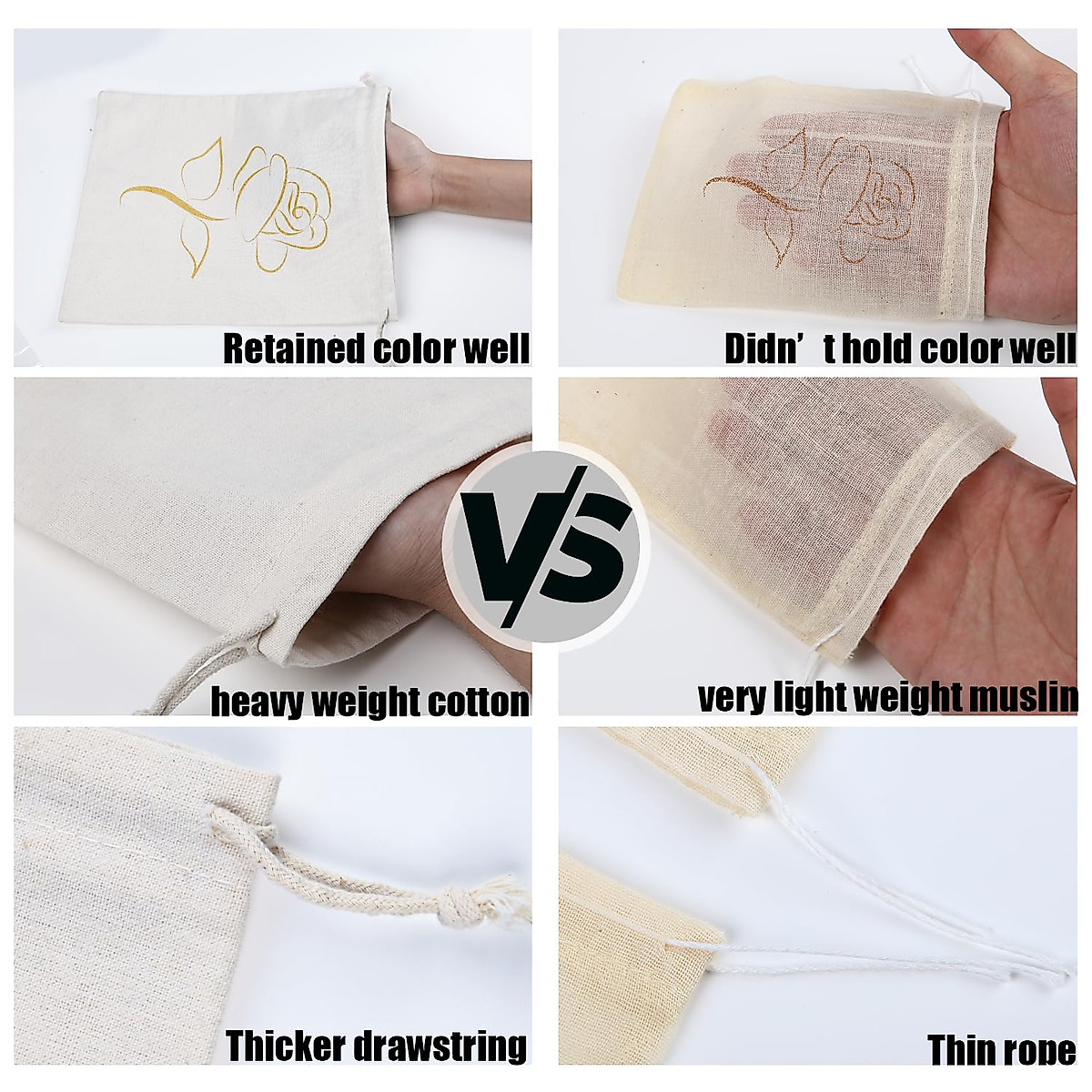 20 Pieces Cotton Drawstring Bags,5 x 7 Inch White Small Gift Bags Breathable Packing Pouches Reusable Muslin Storage Bags with Taps and Ropes Perfect for Wedding Birthday Favors Party Craft Birdal Shower and Organizing