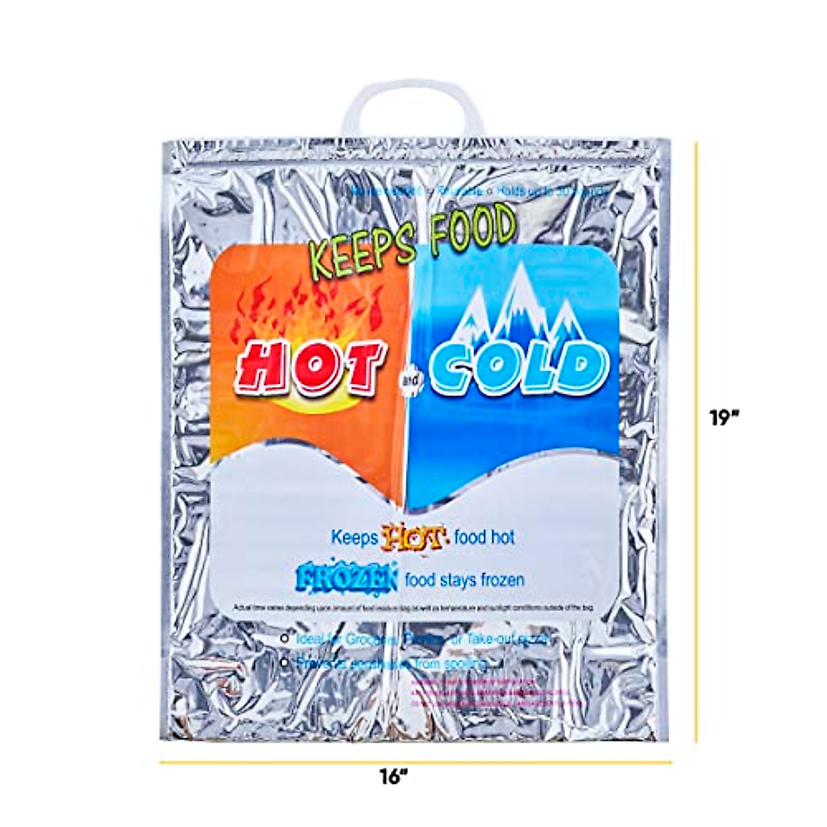 Pack of 3 Hot and Cold Insulated Bags- Food Storage for Frozen & Hot Items- Reusable Lunch Bags & Grocery Shopping Bags, Heavy Duty Refrigerated Totes, (16"x5.5"x19")