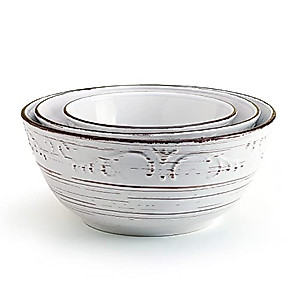 Pfaltzgraff Trellis Serving Bowls, Set of 3, White