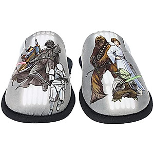 STAR WARS Kids Slipper, Mismatch Scuff Slide Slipper, Grey, Big Kid Size 3-4/Women's 5-6