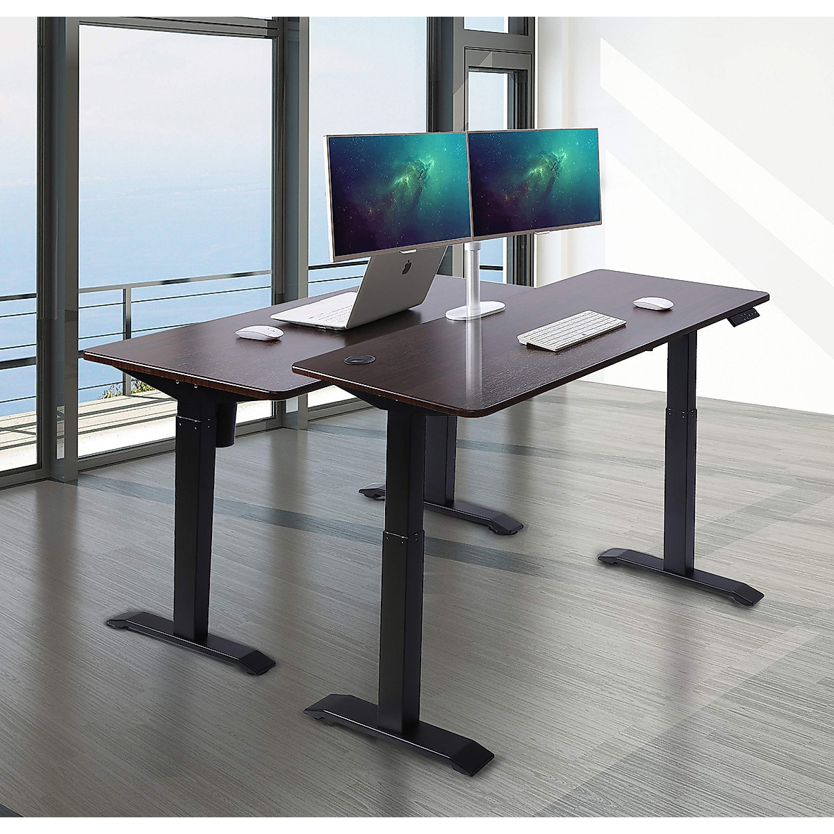 UNICOO Electric Height Adjustable Standing Desk, Electric Standing Workstation, Sit Stand Desk Home Office Desk,Gaming Desk, Motorized Desk Whole-Piece Desk Board 48 * 24 in (KT1001-MB)