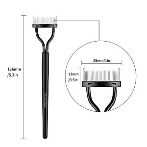 Docolor Eyelash Comb Eyelash Separator Tool Mascara Applicator Eyelash Brush Lash Separator Tool Comb Arc Designed Cosmetic Brushes Tool, with Comb Cover (Black)