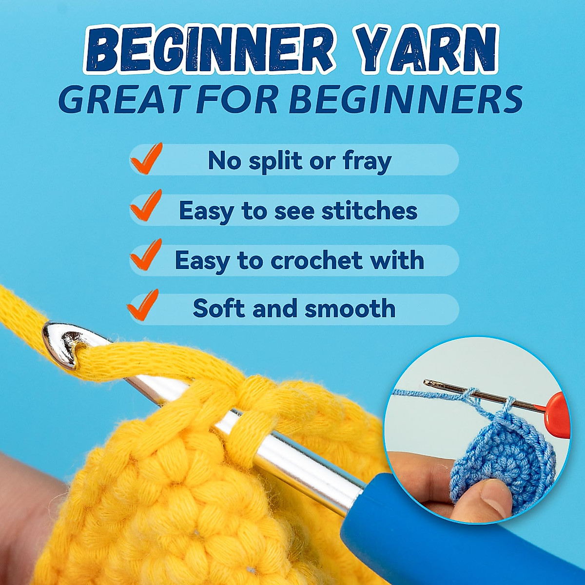 60g Black Yarn for Crocheting and Knitting;66m (72yds) Cotton Yarn for Beginners with Easy-to-See Stitches;Worsted-Weight Medium #4;Cotton-Nylon Blend Yarn for Beginners Crochet Kit Making