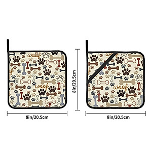 Dog Paw Pot Holders for Kitchen Heat Resistant Potholders for Cooking Baking Grilling Microwave