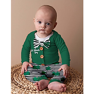 WIQI my first St. Patrick's Day baby boy outfit white short sleeve shirt trousers St. Patrick's Day baby boy clothes